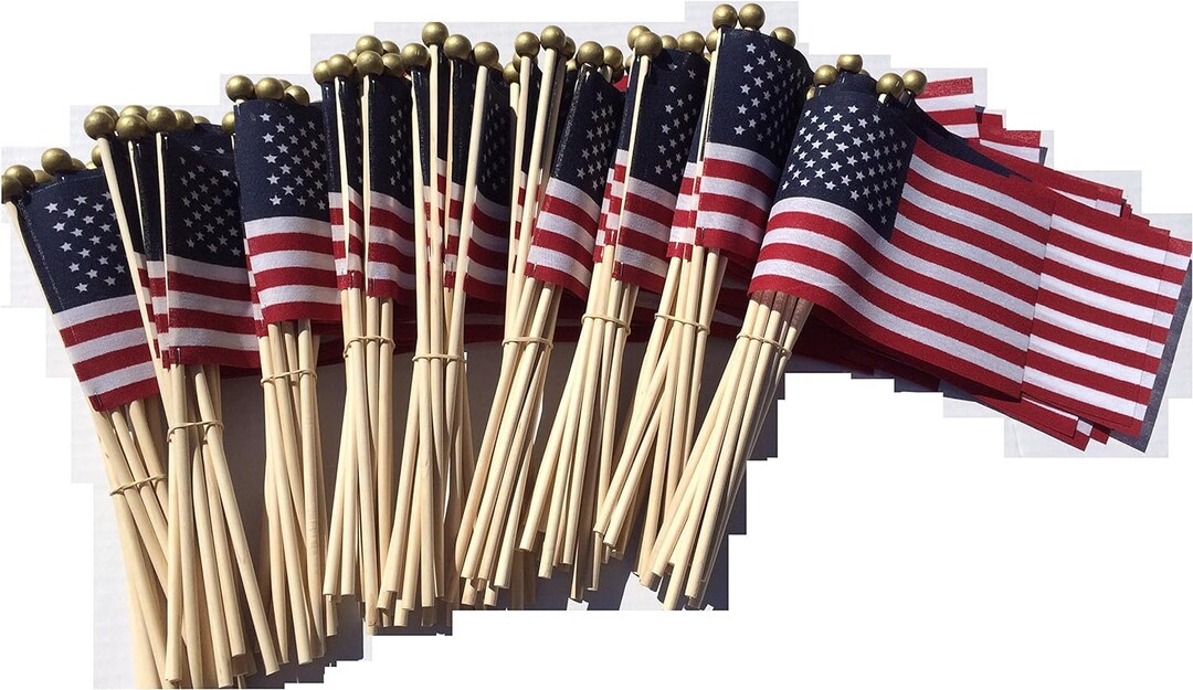Lot of -100-4x6 Inch US American Hand Held Stick Flags Safety Ball Top ...