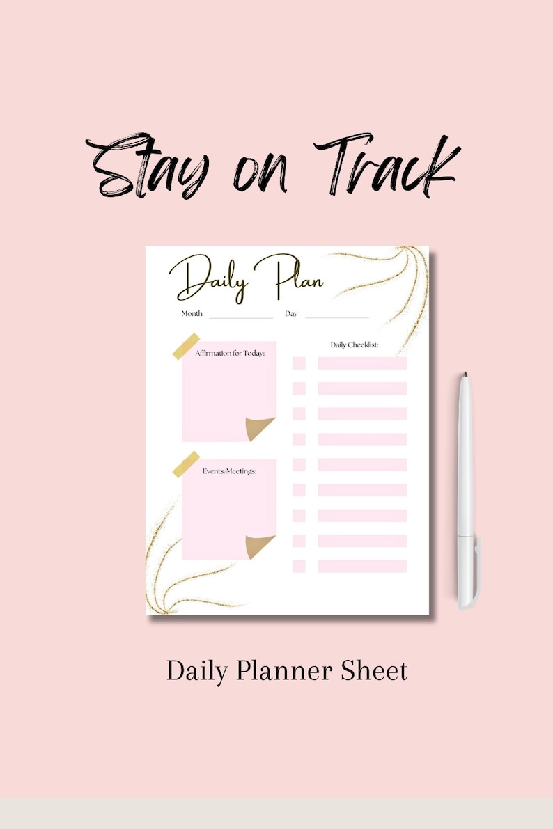 Printable Daily Planner Sheet, To-do Daily Check List, Pink White ...