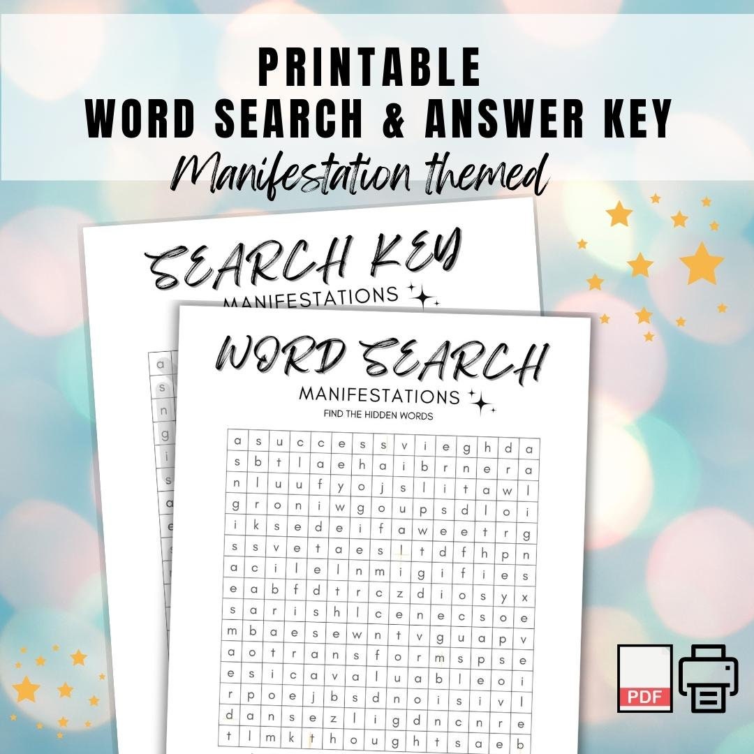 Word Search Printable Puzzle, Manifestation Words, Printable Activity ...