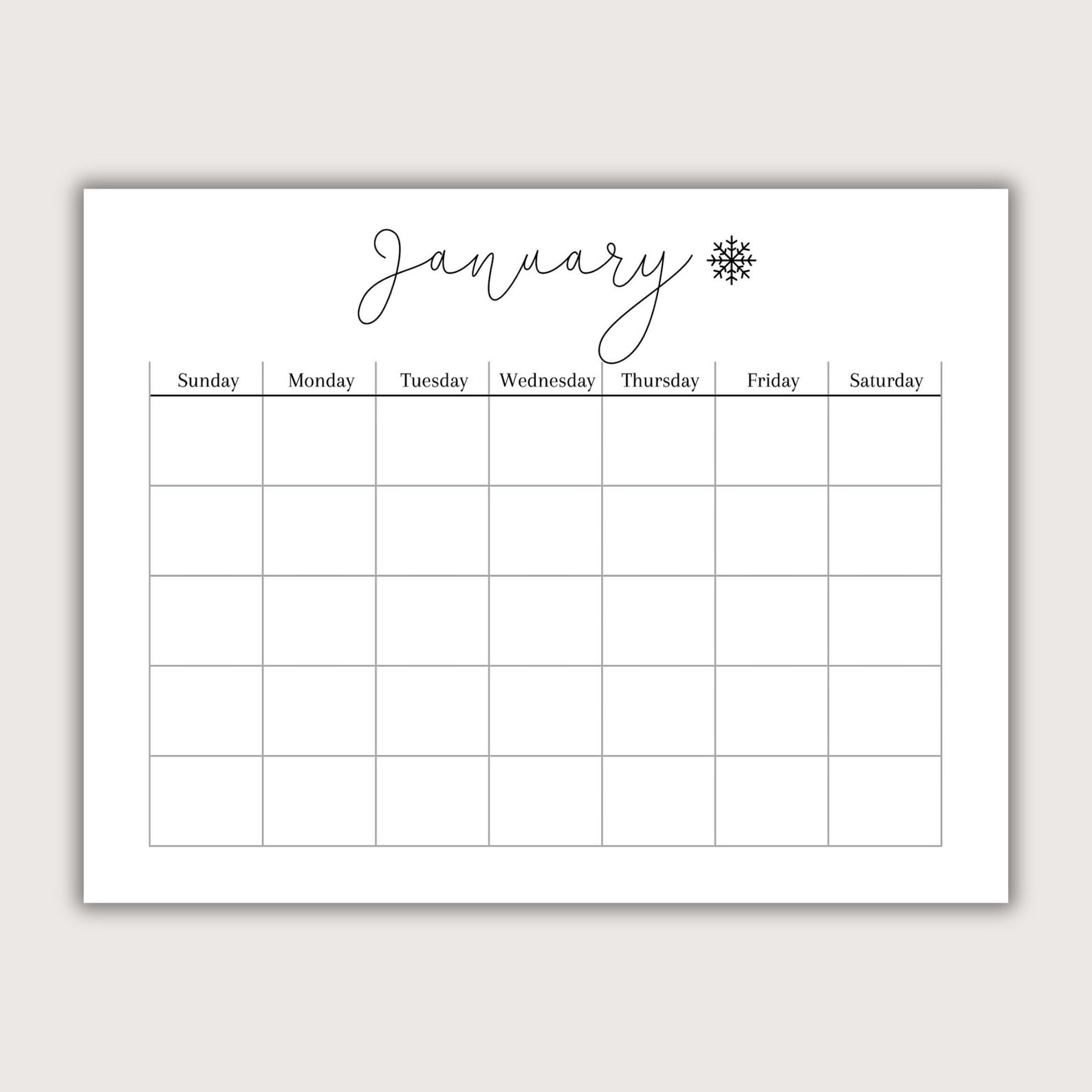 Blank Monthly Calendar - 12 Month Printable Planner (digital Download ...