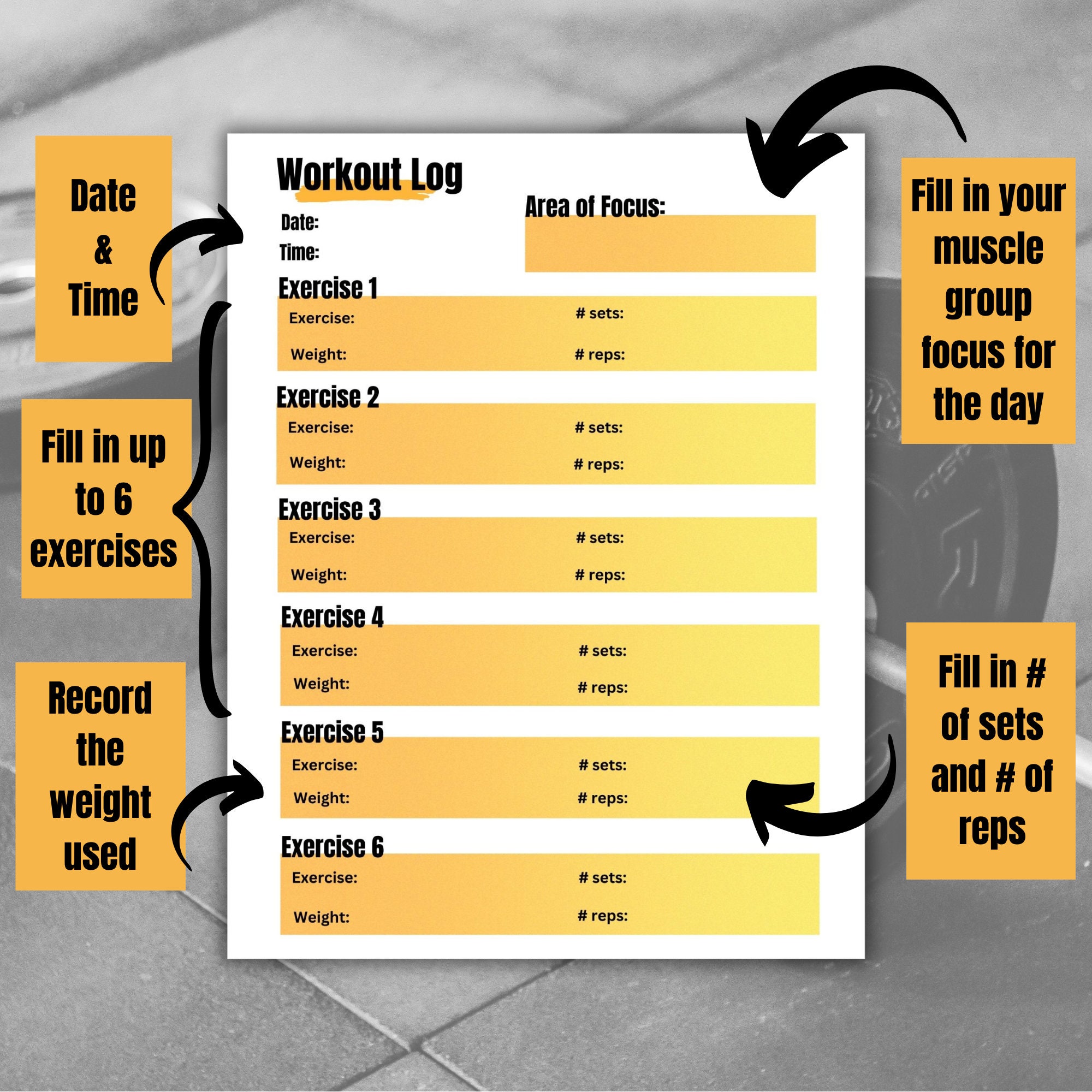 Printable Workout Log Sheets | Gym Tracking Sheet | Record Your ...