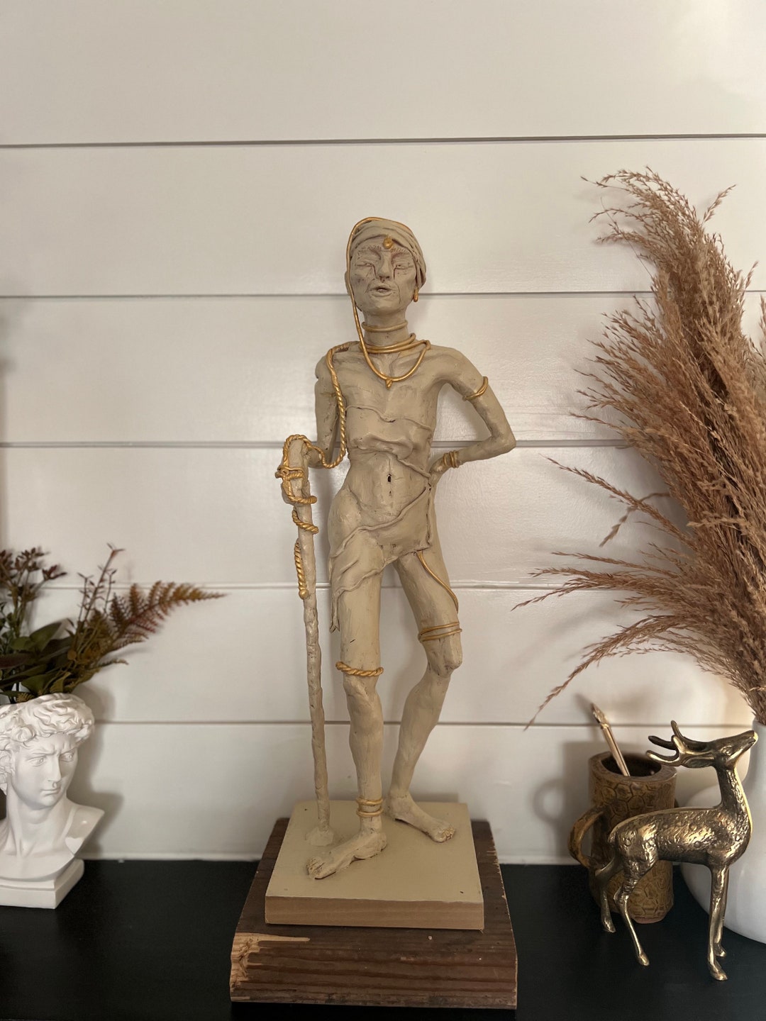 Gold Beige Figure Sculpture White - Etsy