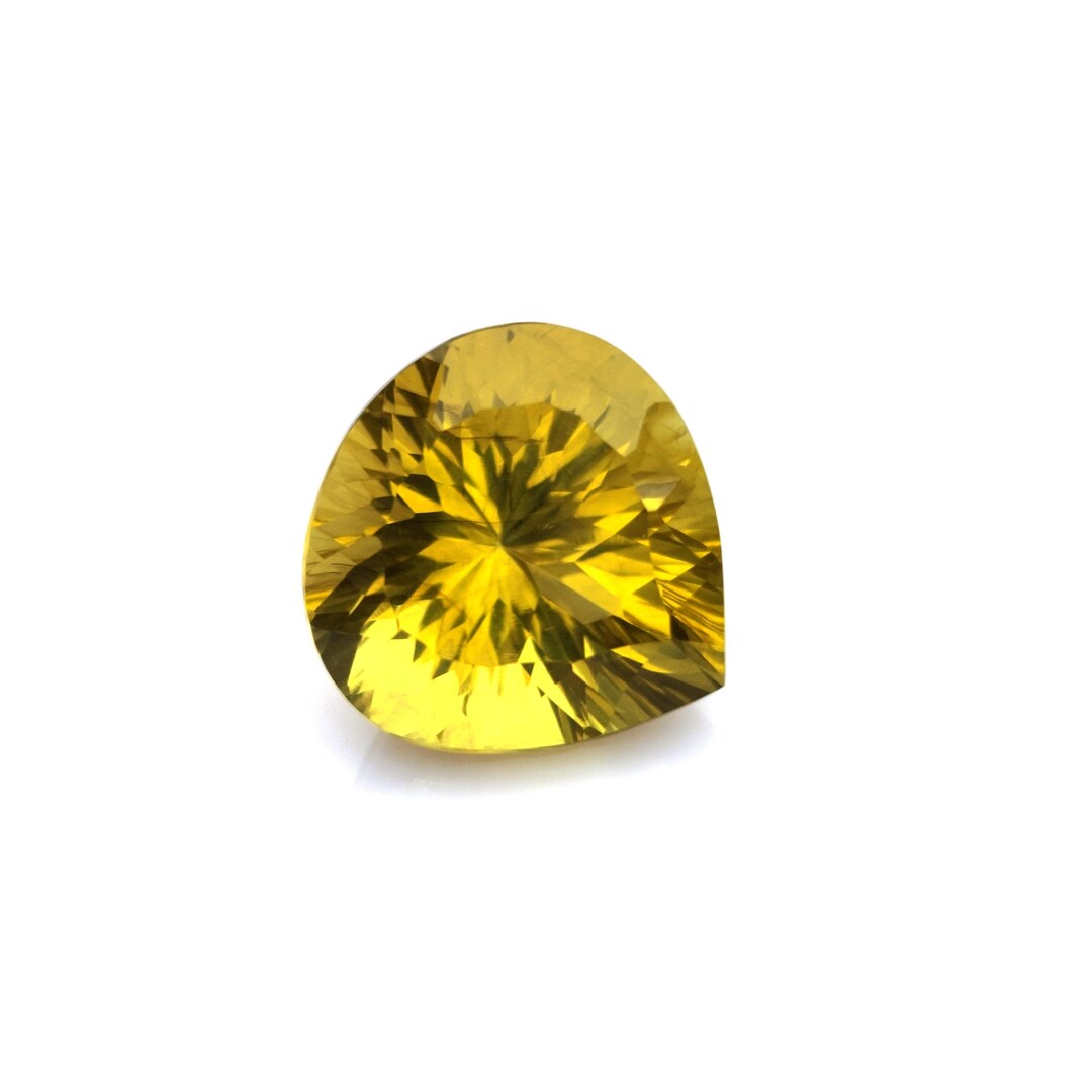 17.5x17 Mm Lemon Quartz, Concave Cut, Heart Shape Gemstone, Natural ...