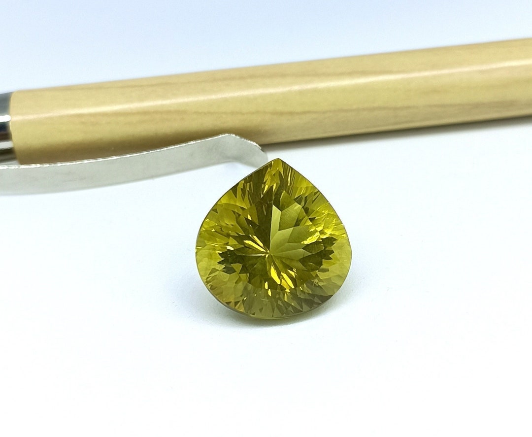 Natural Green Gold Lemon Quartz, Concave Cut, Loose Gemstone, Green ...