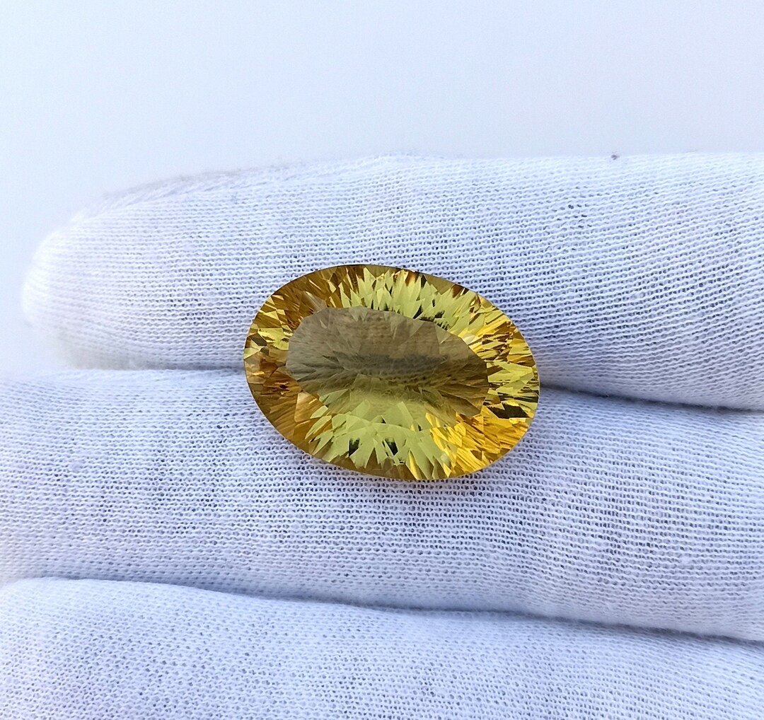 Natural Beer Quartz Gemstone: 30.60ct Concave Cut Stone - Etsy