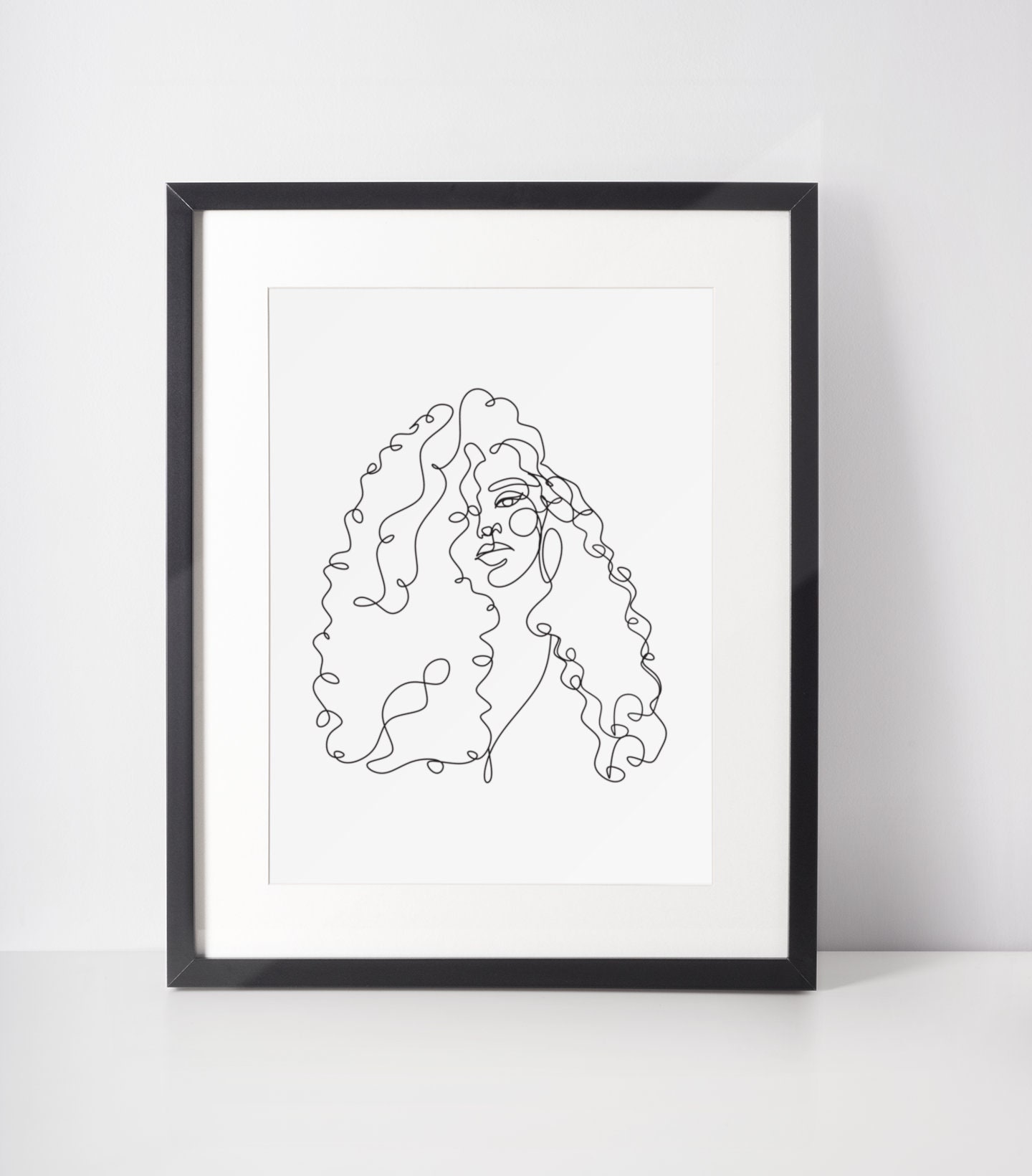Curly Hair Woman Line Art, Long Hair, Instant Download - Etsy