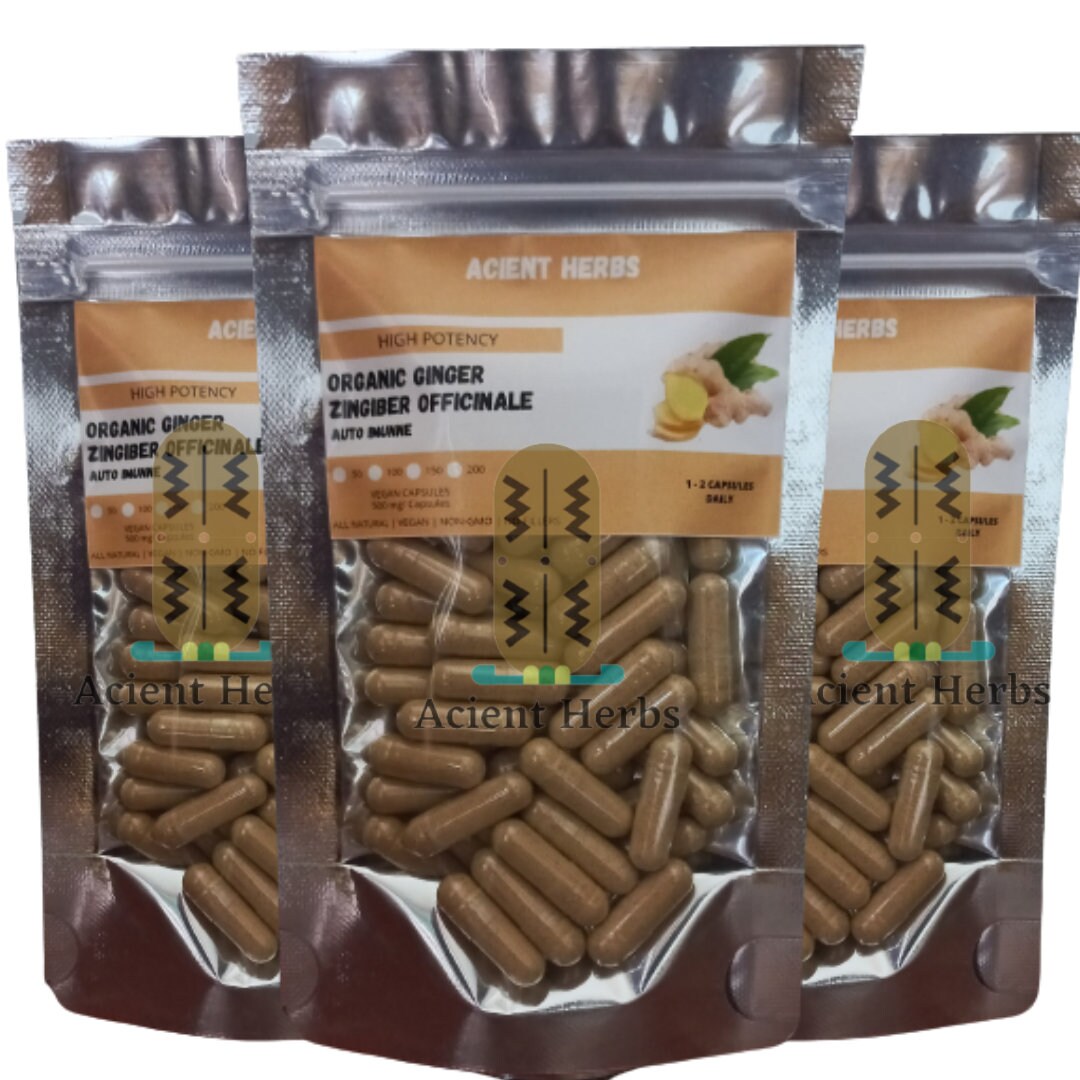 Ginger Root Natural Extract Capsules - Organic Zingiber Officinale ...