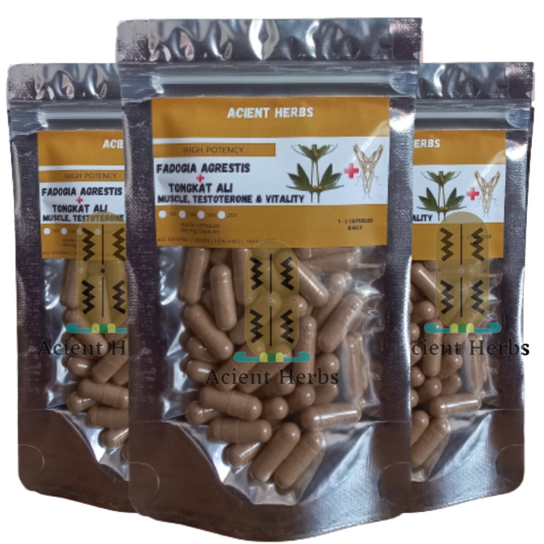 Organic Pure Fadogia Agrestis Plus Tongkat Ali Capsules 500 Mg 10:1 ...