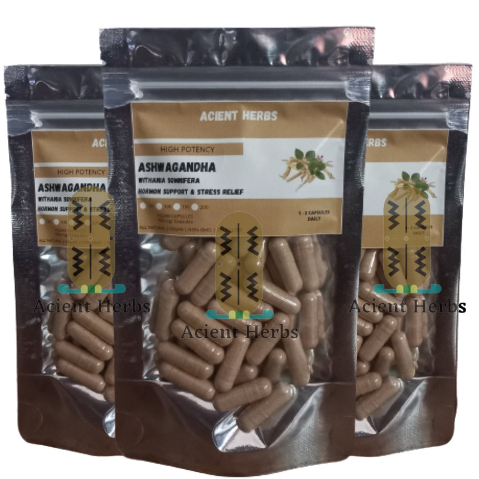 Organic Pure Ashwagandha Capsules 500 Mg 10:1 Extract Acient Herbs - Etsy