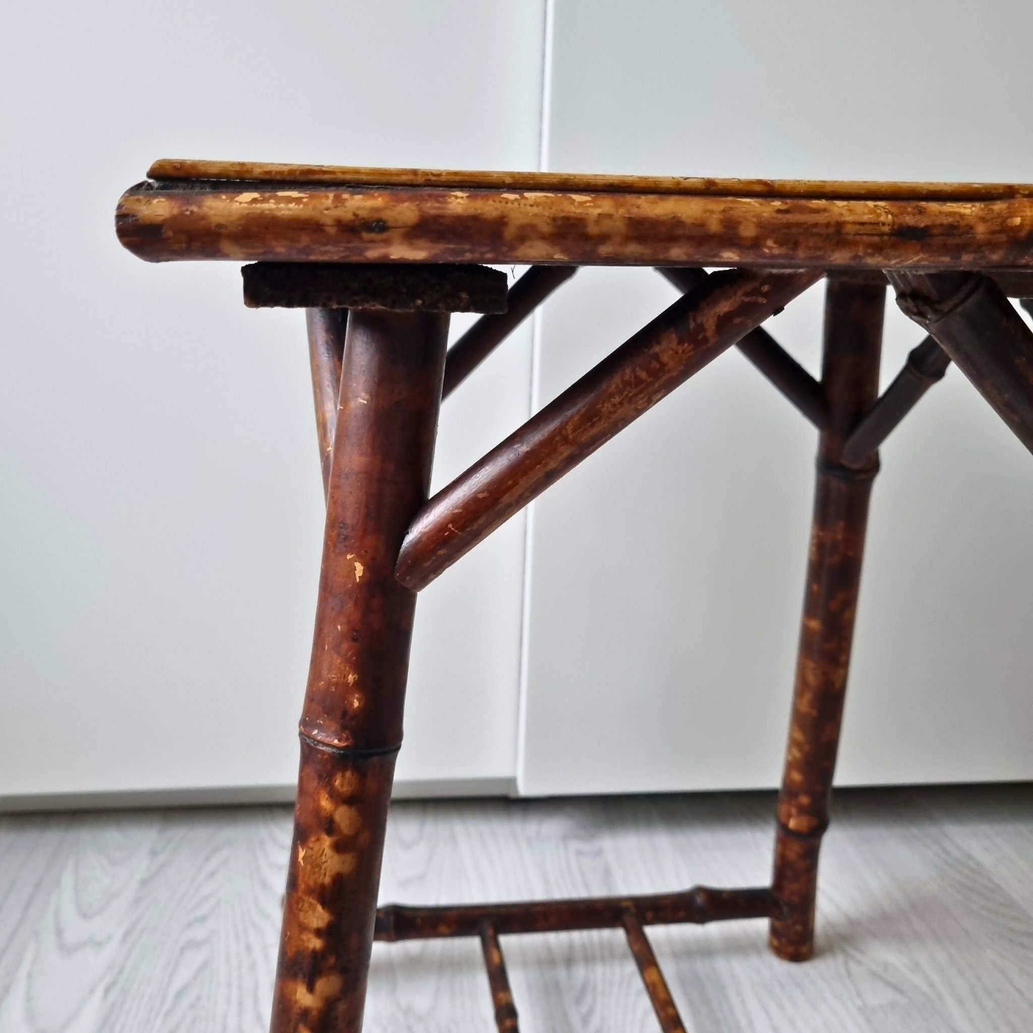 Victorian Chinoiserie Table on Tiger Bamboo Handpainted Bamboo Table ...