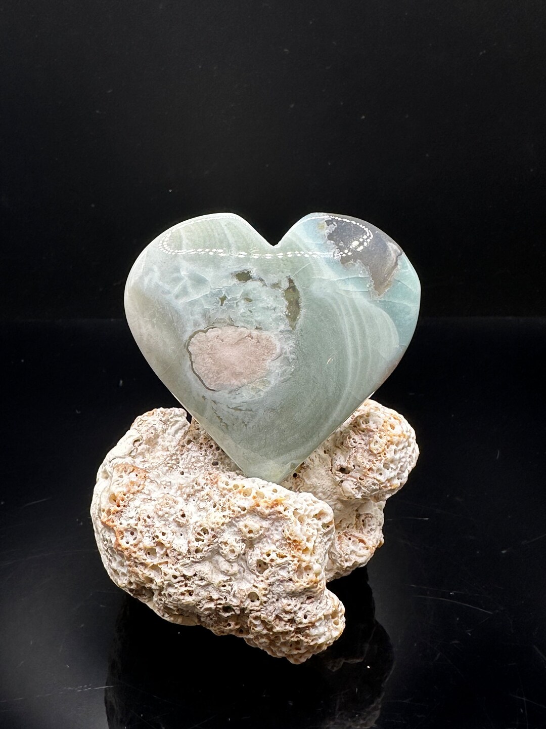 Rare Find High Quality Natural Green Flower Agate Crystal Heart - Etsy