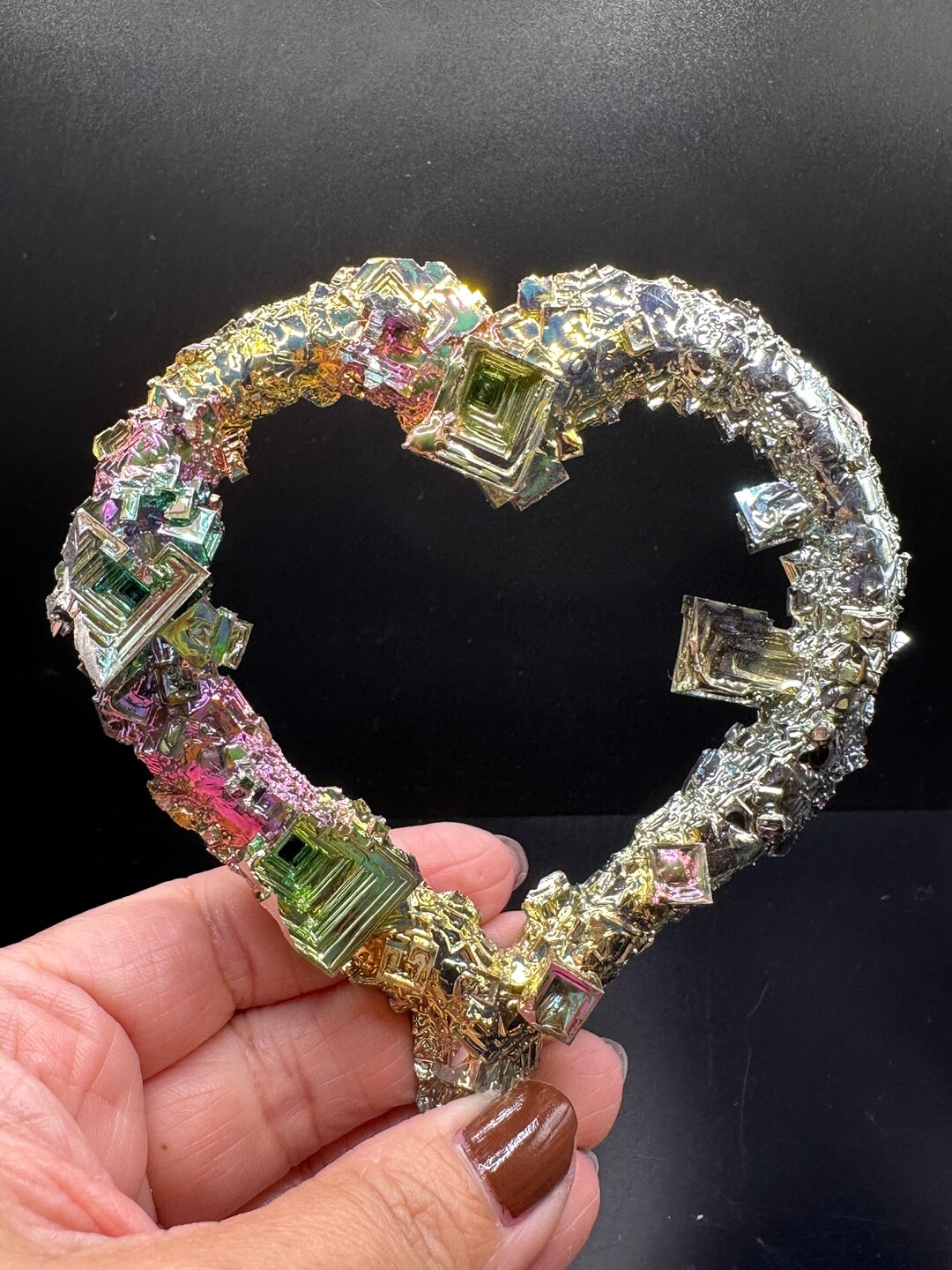 Iridescent Rainbow Bismuth Crystal Heart - Etsy