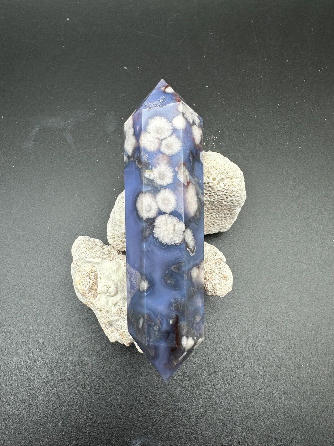 Breathtaking Blue Flower Agate Crystal Double Point Tower - Etsy