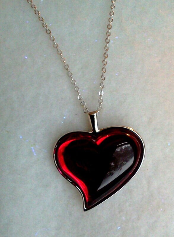 Czechblack Red Crystal Heart Necklace Silver Finish by Preciosa ...