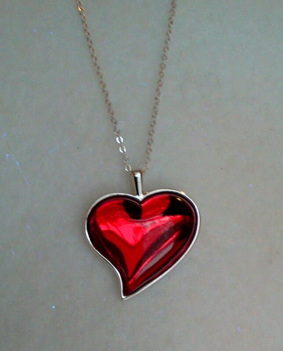 Czechblack Red Crystal Heart Necklace Silver Finish by Preciosa ...