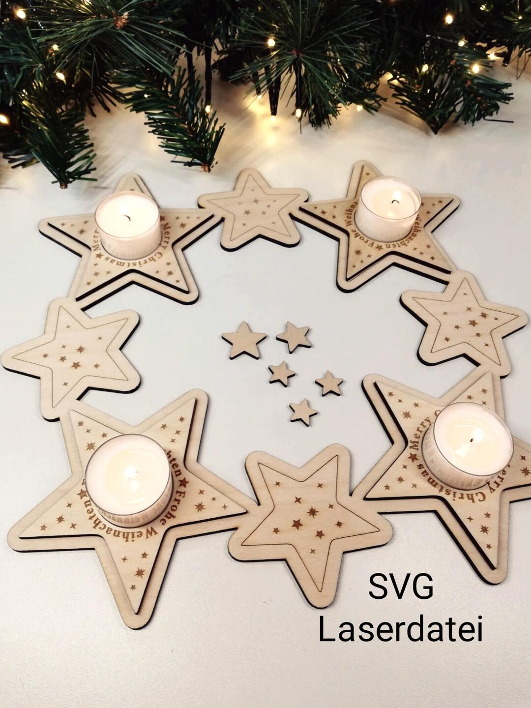 SVG Star Tealight Holder, SVG Laser File, /#29/ - Etsy