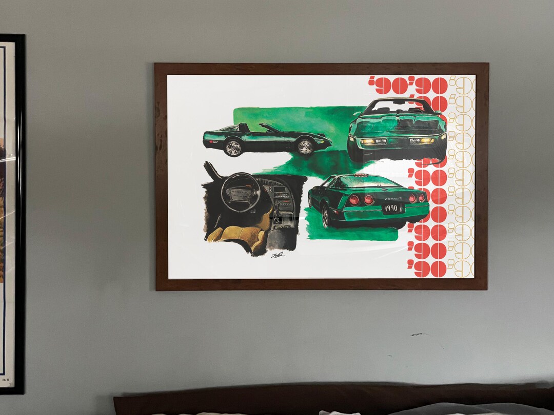 1990 Corvette Poster, Corvette Poster, Car Art, Painting - Etsy