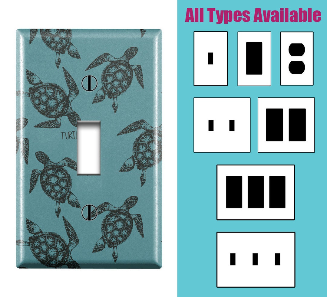 Wall Switch Plate, Cute Sea Turtles Print Pattern, Toggle / Decora ...