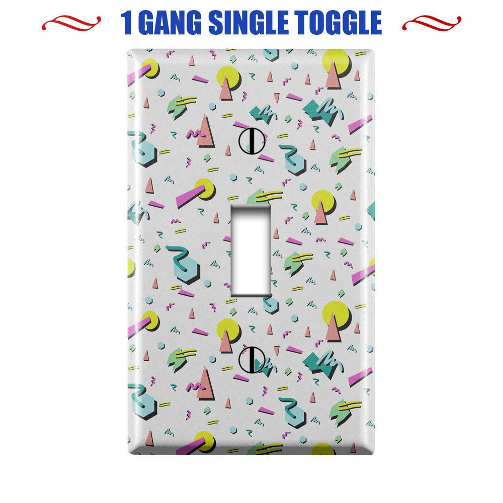 Wall Switch Plate, Colorful Retro Vintage 80S Fashion Style Print ...