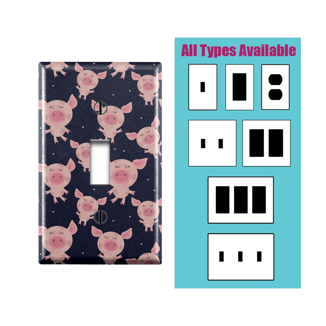 Wall Switch Plate, Cute Pink Pigs Design Pattern, Toggle / Decora ...