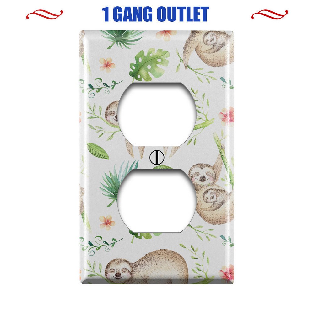 Wall Switch Plate, Baby Animal Sloth Nursery Print Pattern, Toggle ...