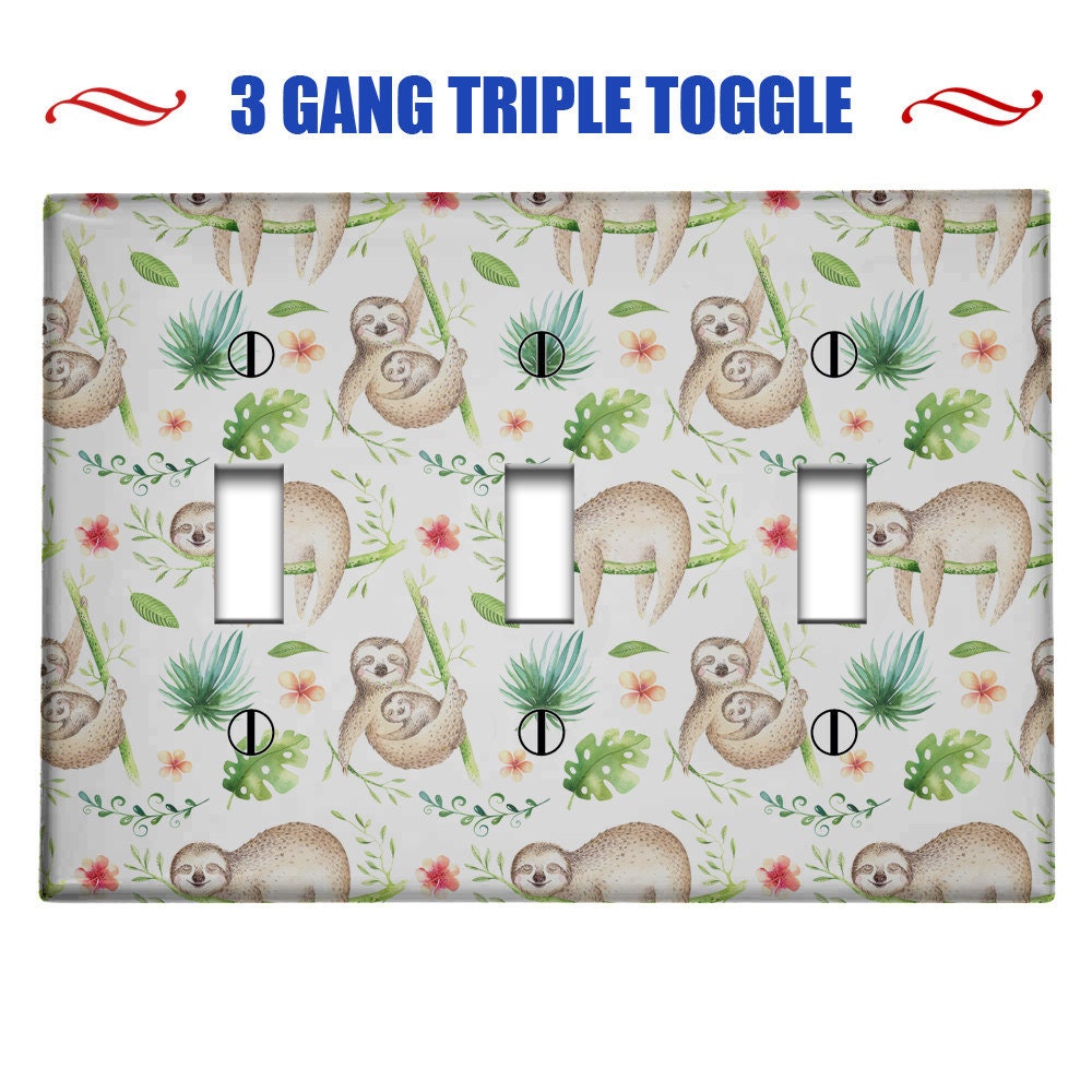 Wall Switch Plate, Baby Animal Sloth Nursery Print Pattern, Toggle ...