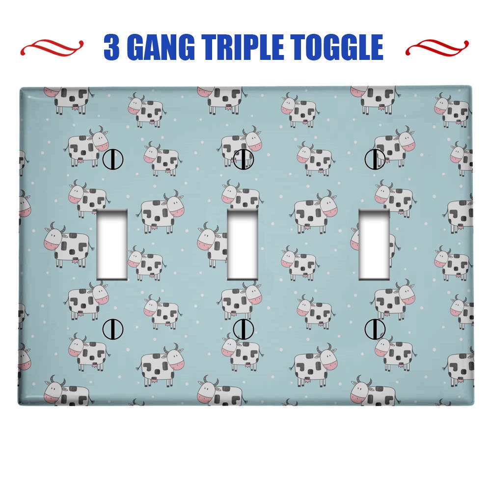 Wall Switch Plate, Cute Doodle Cartoon Cows Print Pattern, Toggle ...