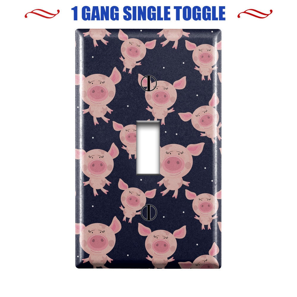 Wall Switch Plate Cute Pink Pigs Design Pattern Toggle / - Etsy