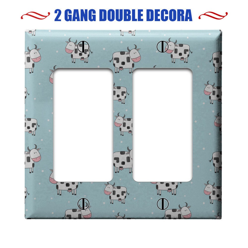 Wall Switch Plate, Cute Doodle Cartoon Cows Print Pattern, Toggle ...