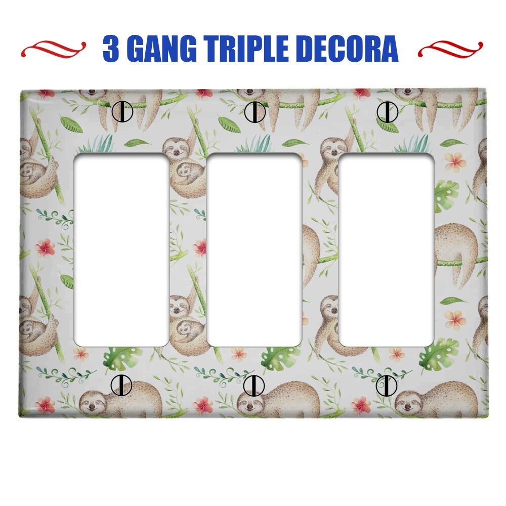 Wall Switch Plate, Baby Animal Sloth Nursery Print Pattern, Toggle ...