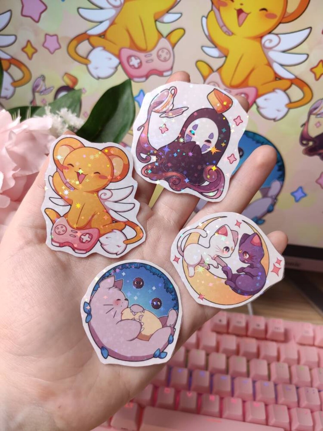 Pack Anime Stickers - Kawaii Cute Love Holographic Stickers - Etsy