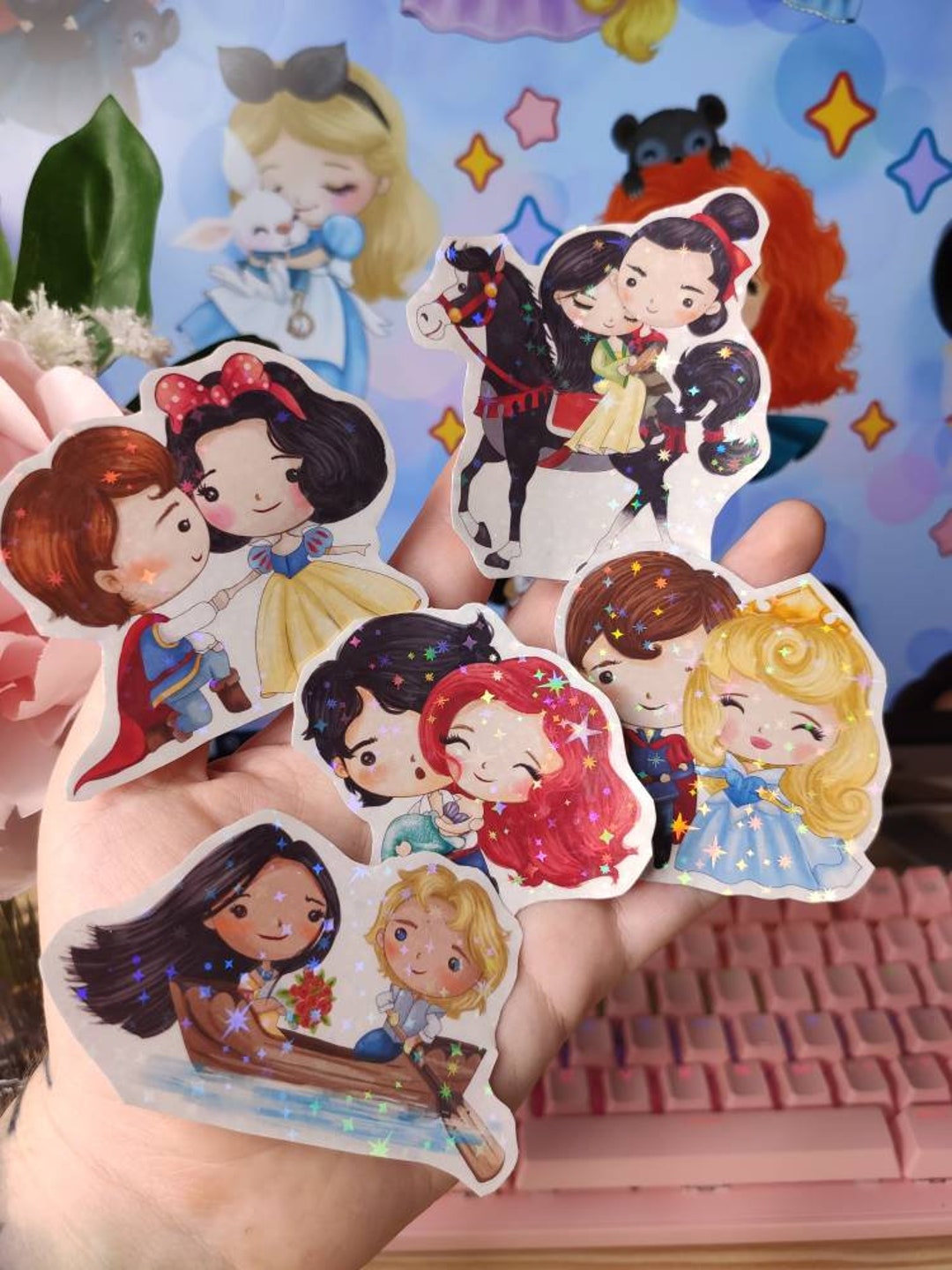 Couples Set Holographic Stickers - Pegatinas Amor Kawaii Cute Love - Etsy
