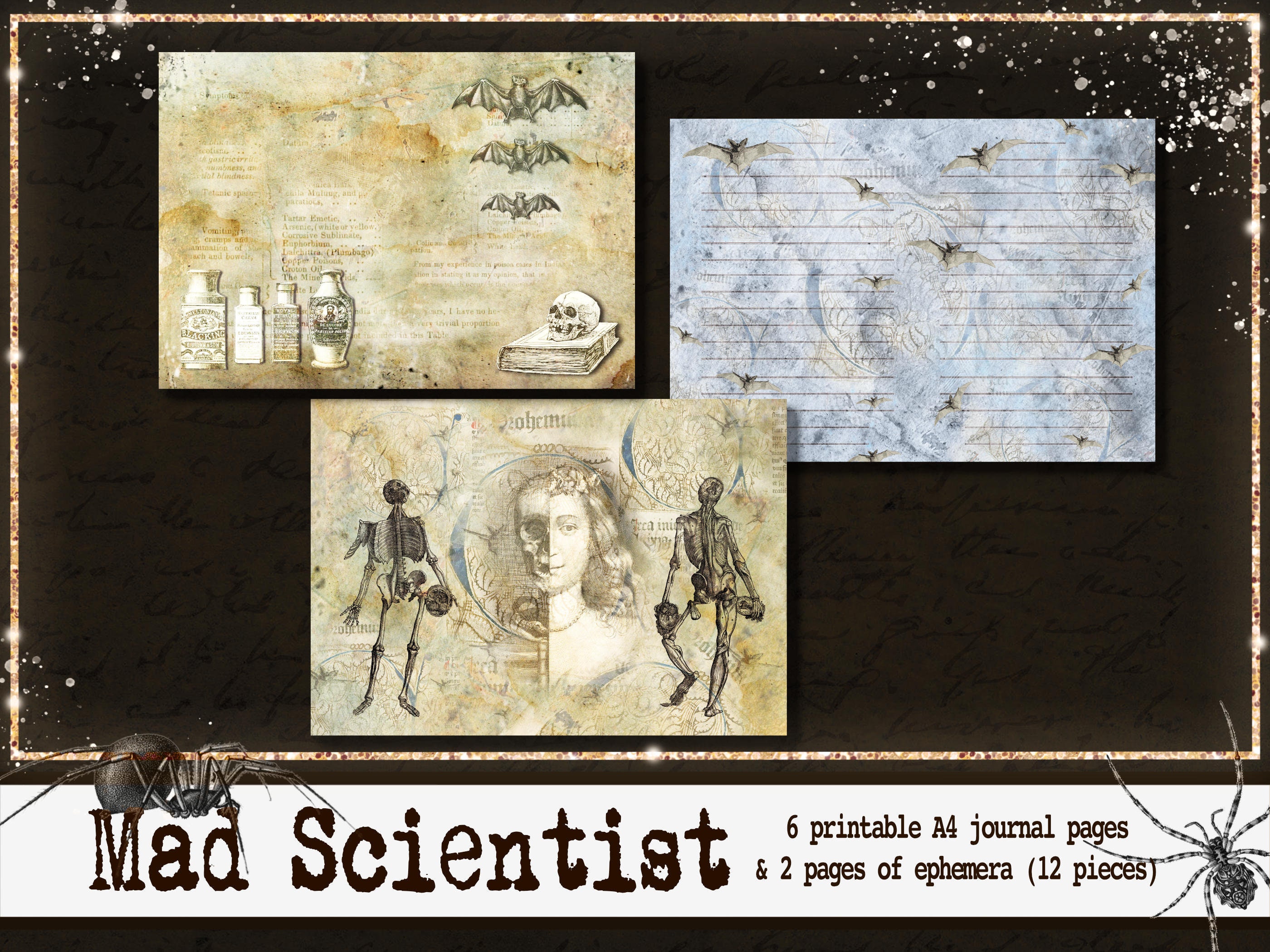 Mad Scientist Printable A4 Junk Journal Kit, Digital Vintage, Steampunk ...