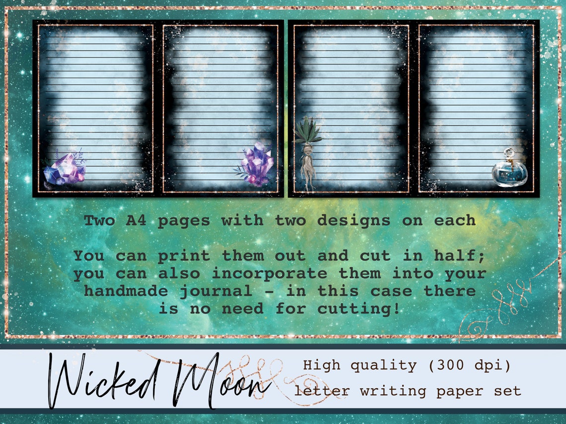 Witches and Wizards Letter Writing Paper in A4 Size, Printable Dark ...