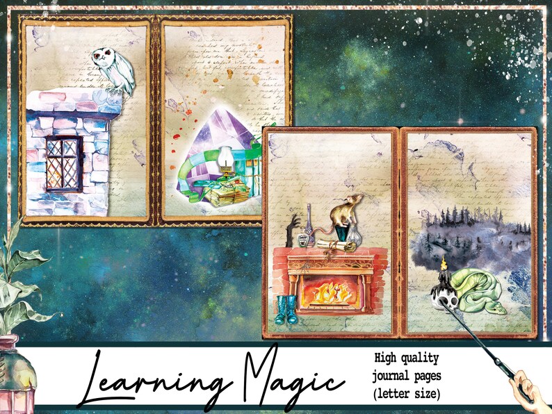 Magic Fantasy Junk Journal Kit in Letter Size, School for Witches and ...