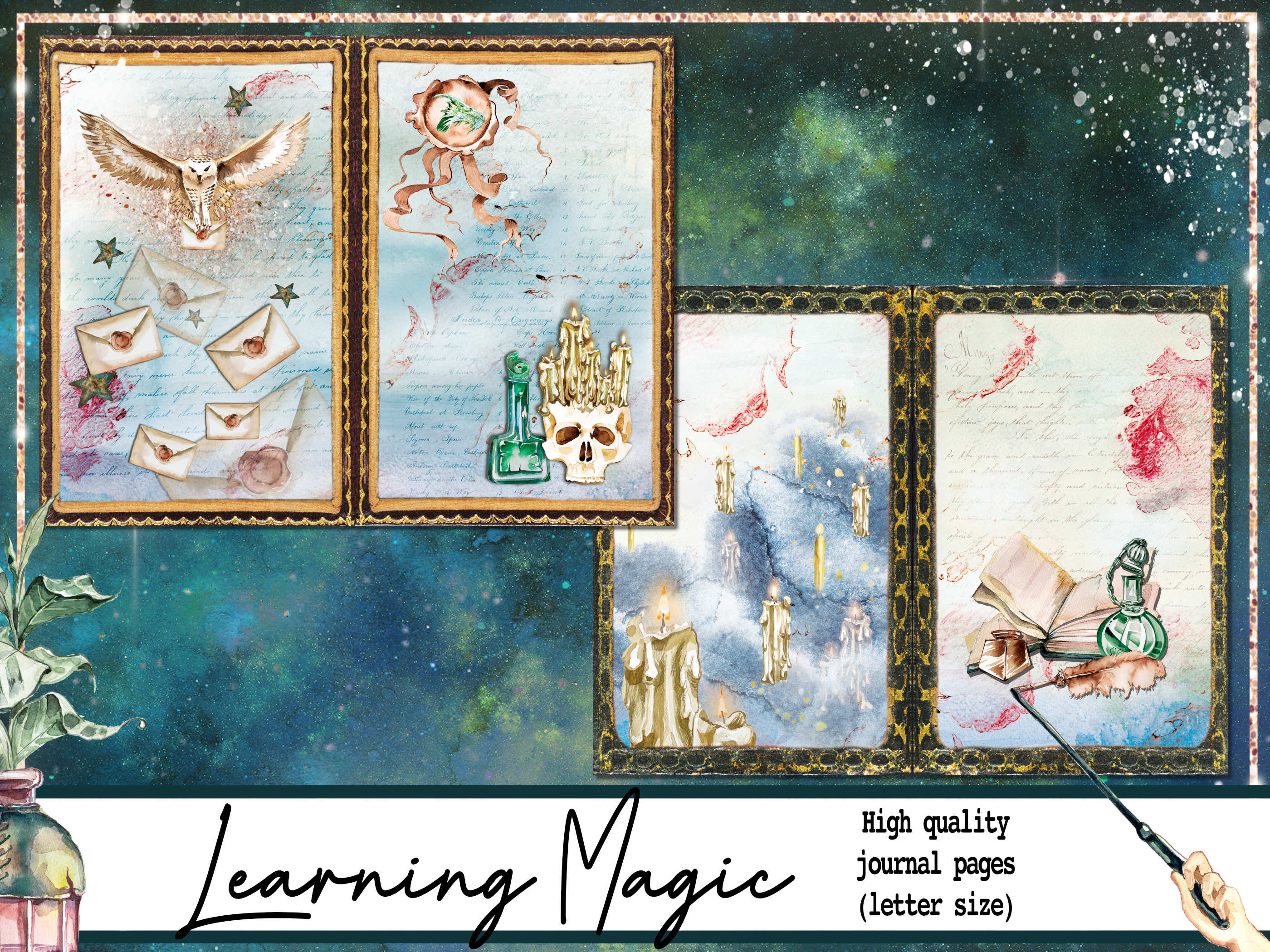 Magic Fantasy Junk Journal Kit in Letter Size, School for Witches and ...