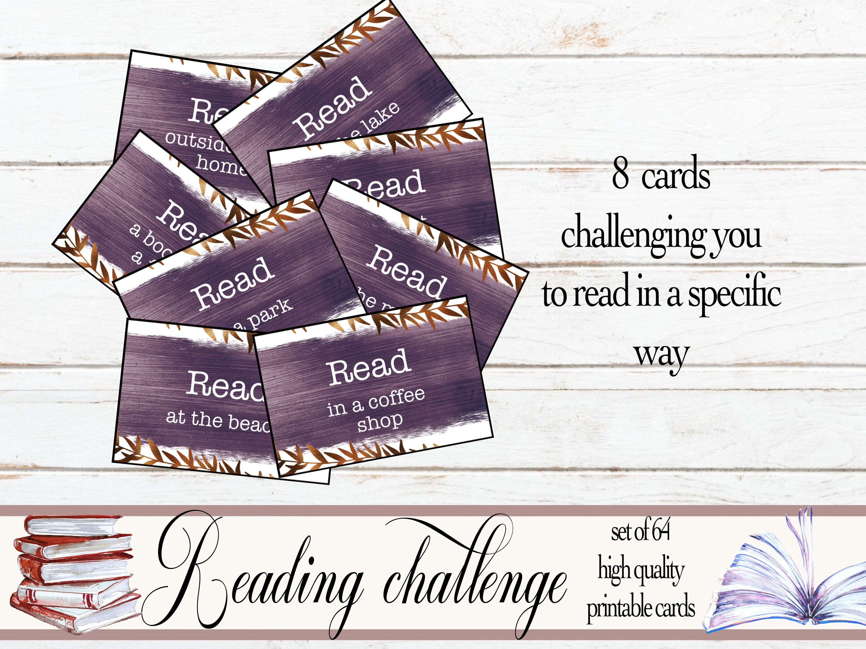 Digital TBR Book Challenge Game, Printable Cards With Reading Prompts ...