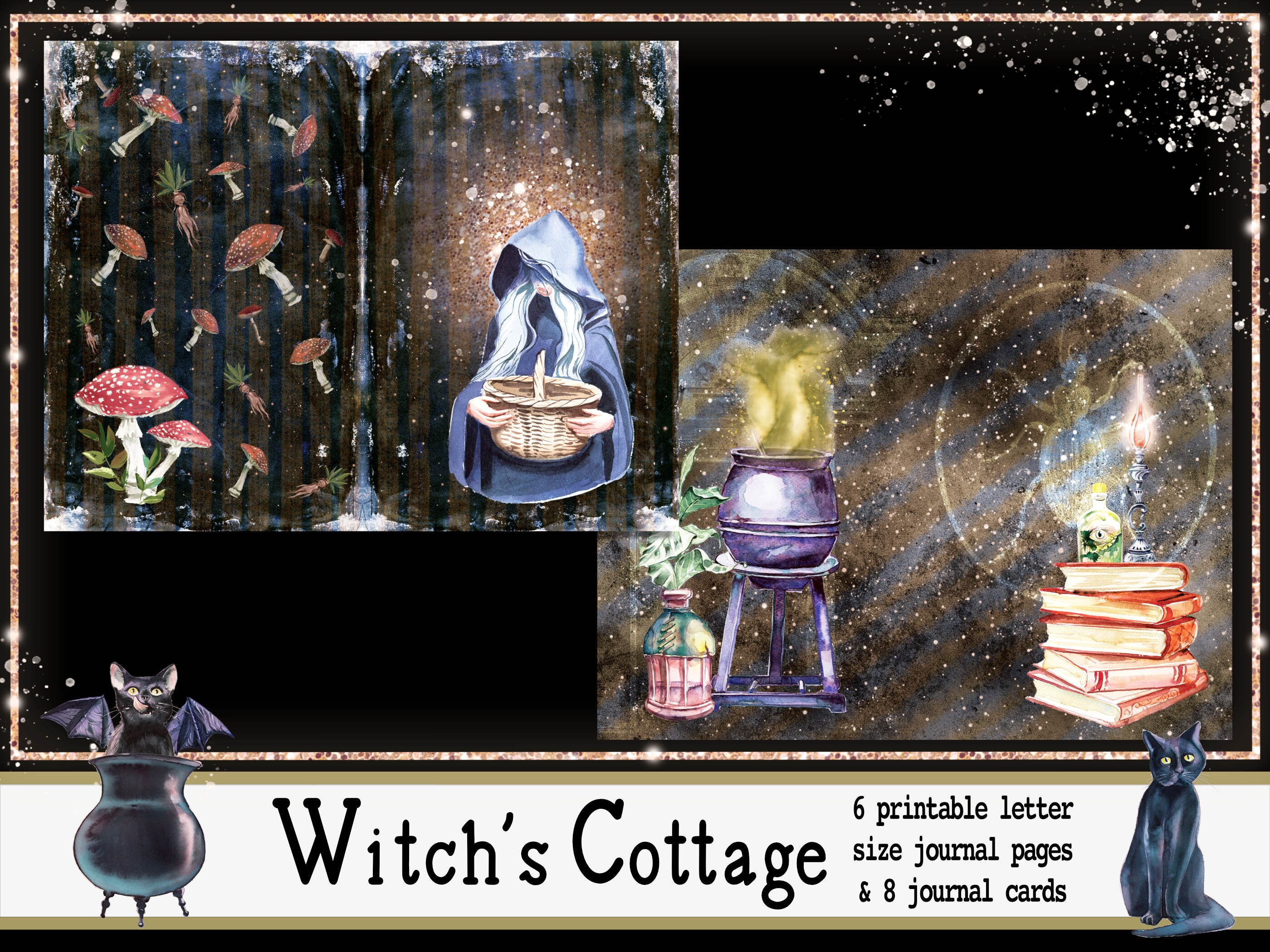 Printable Witchy Junk Journal Kit in Letter Size, Digital Book of ...