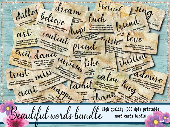 Printable Word Card Set for Journaling and Scrapbooking - Etsy