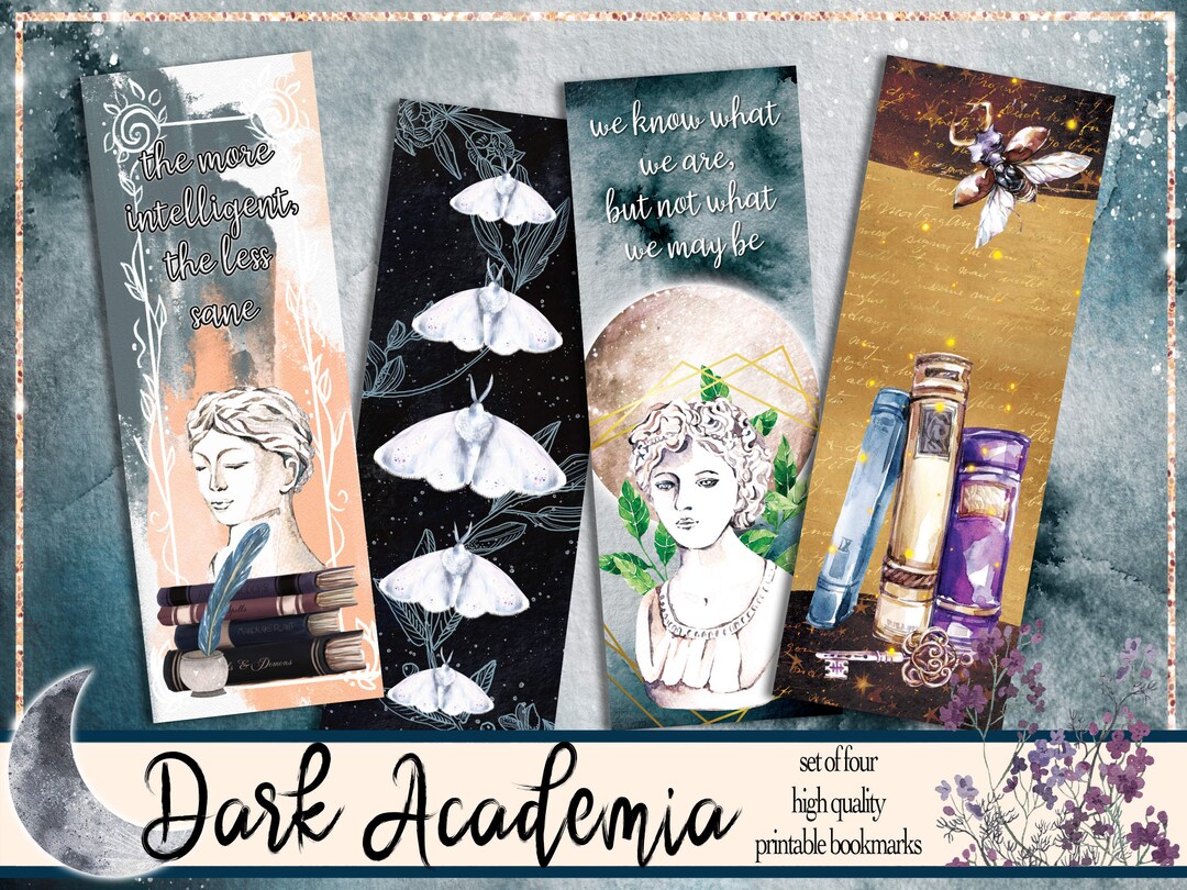 Dark Academia Printable Bookmark Set, Secret Society, Dreamy Bookmarks ...