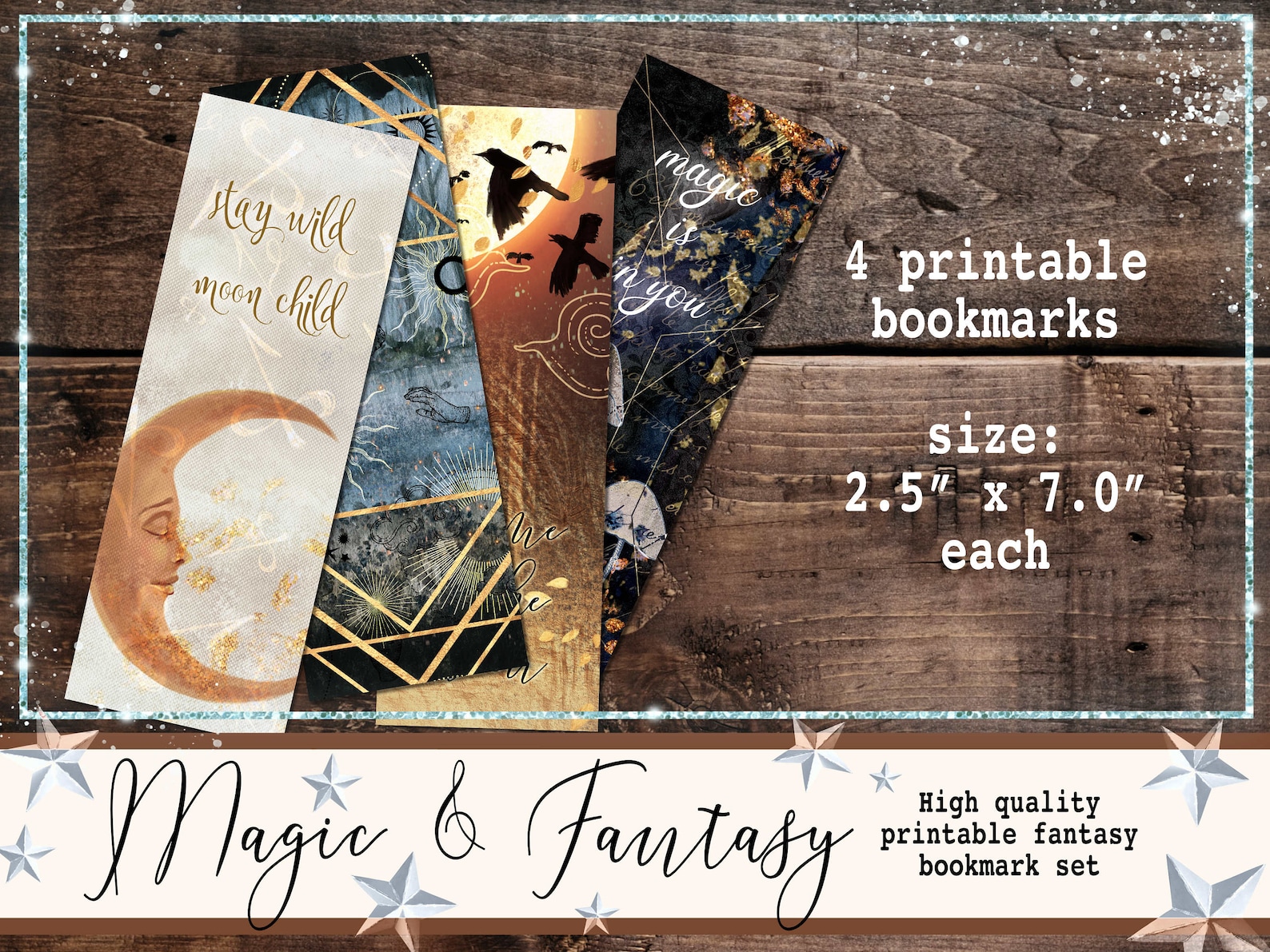 Printable Magick Bookmark Set, Magic and Fantasy Themed Digital ...