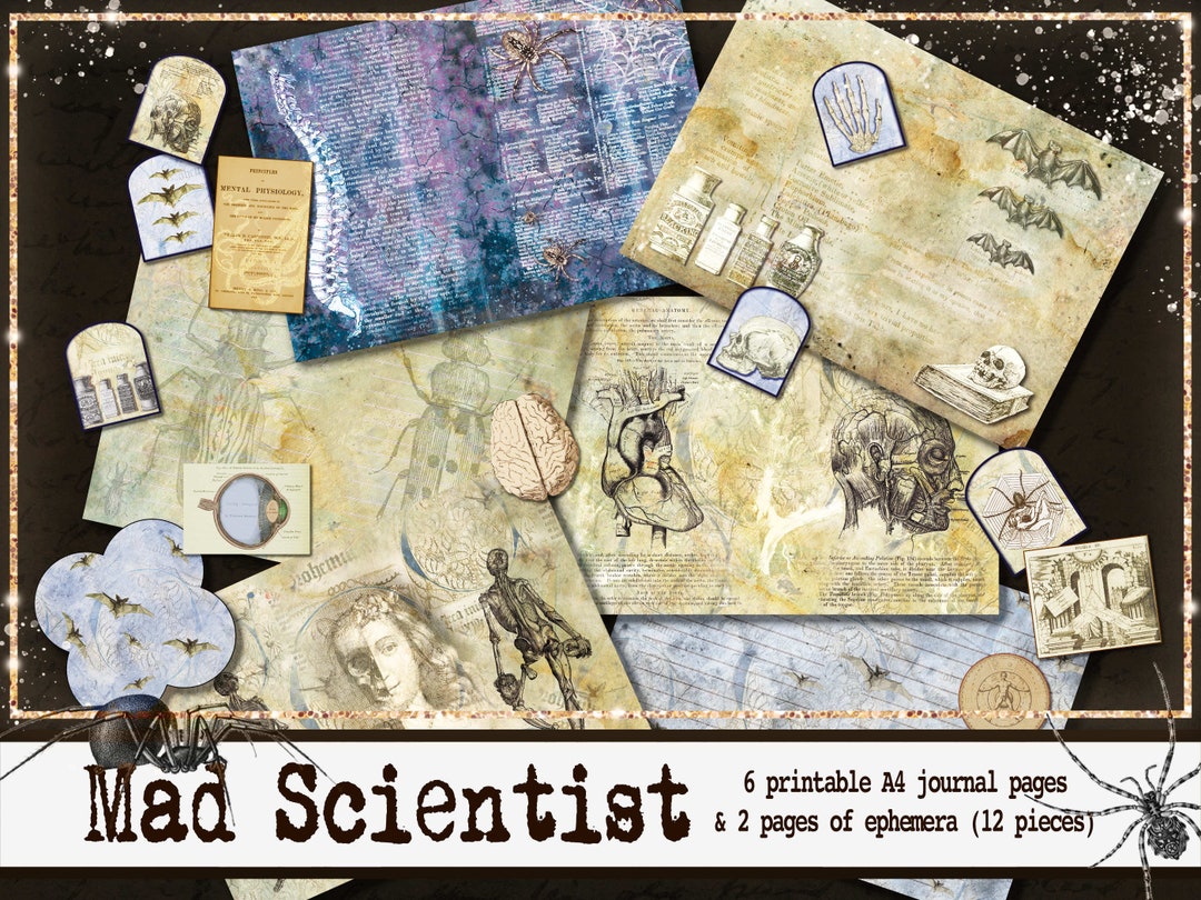 Mad Scientist Printable A4 Junk Journal Kit, Digital Vintage, Steampunk ...