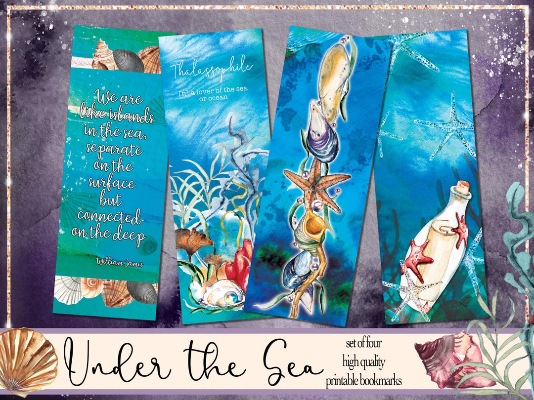 Under the Sea Printable Bookmarks for Bookworms, Digital Seaside and ...