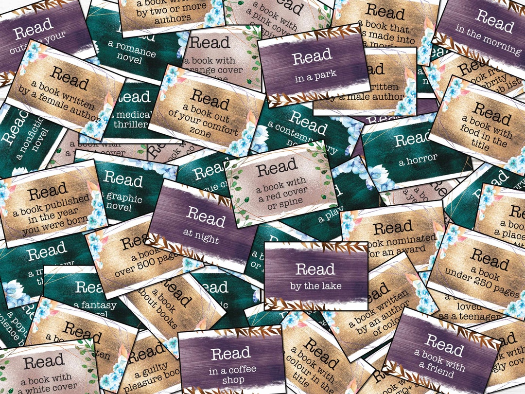 Digital TBR Book Challenge Game, Printable Cards With Reading Prompts ...