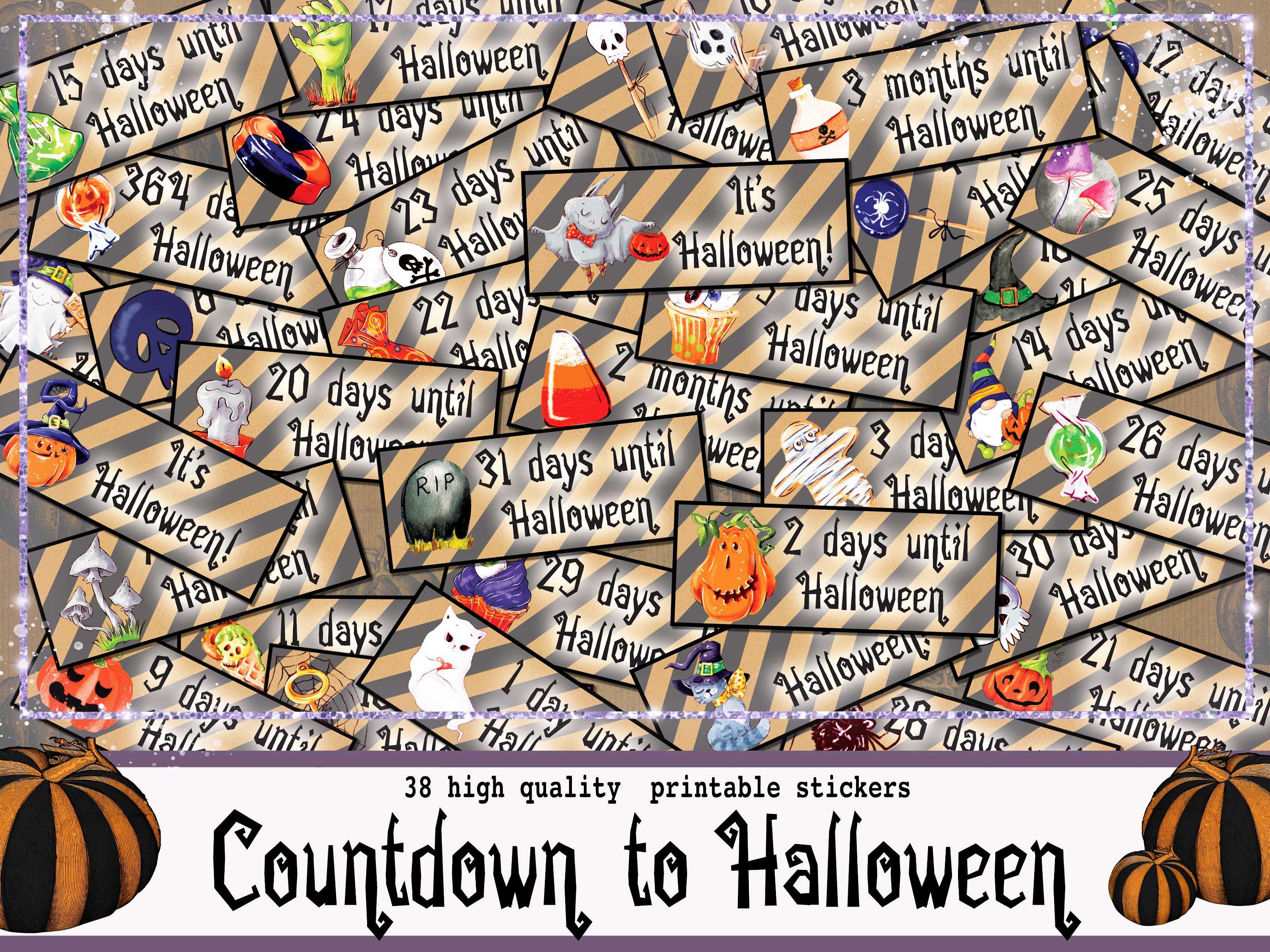 Cute Halloween Countdown Printable Sticker Pack Digital - Etsy