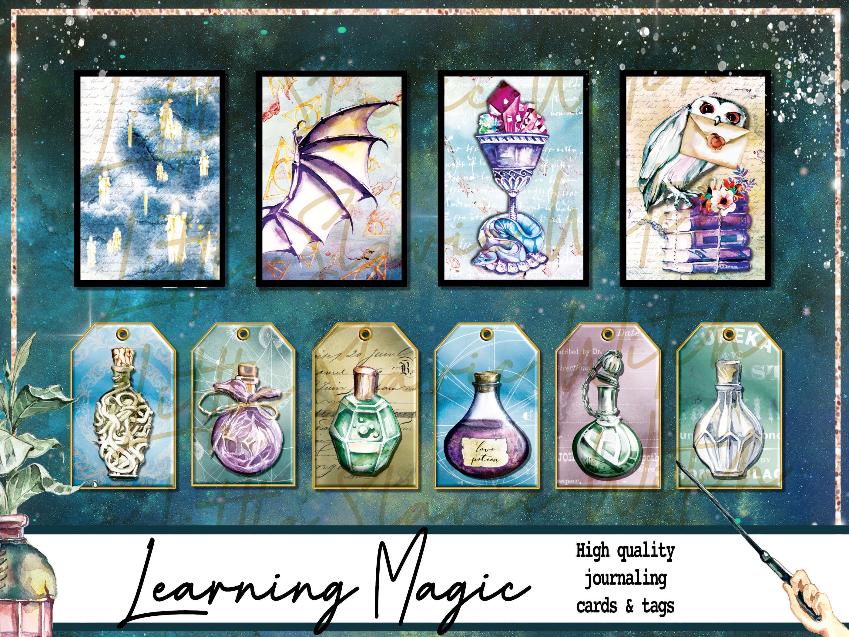 Magic Fantasy Junk Journal Kit in Letter Size, School for Witches and ...