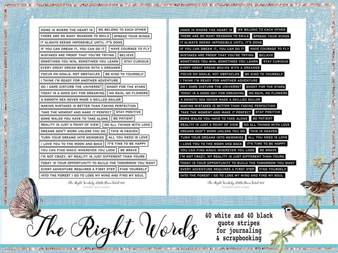 Beautiful Printable Journaling Quotes and Sentences Black and - Etsy