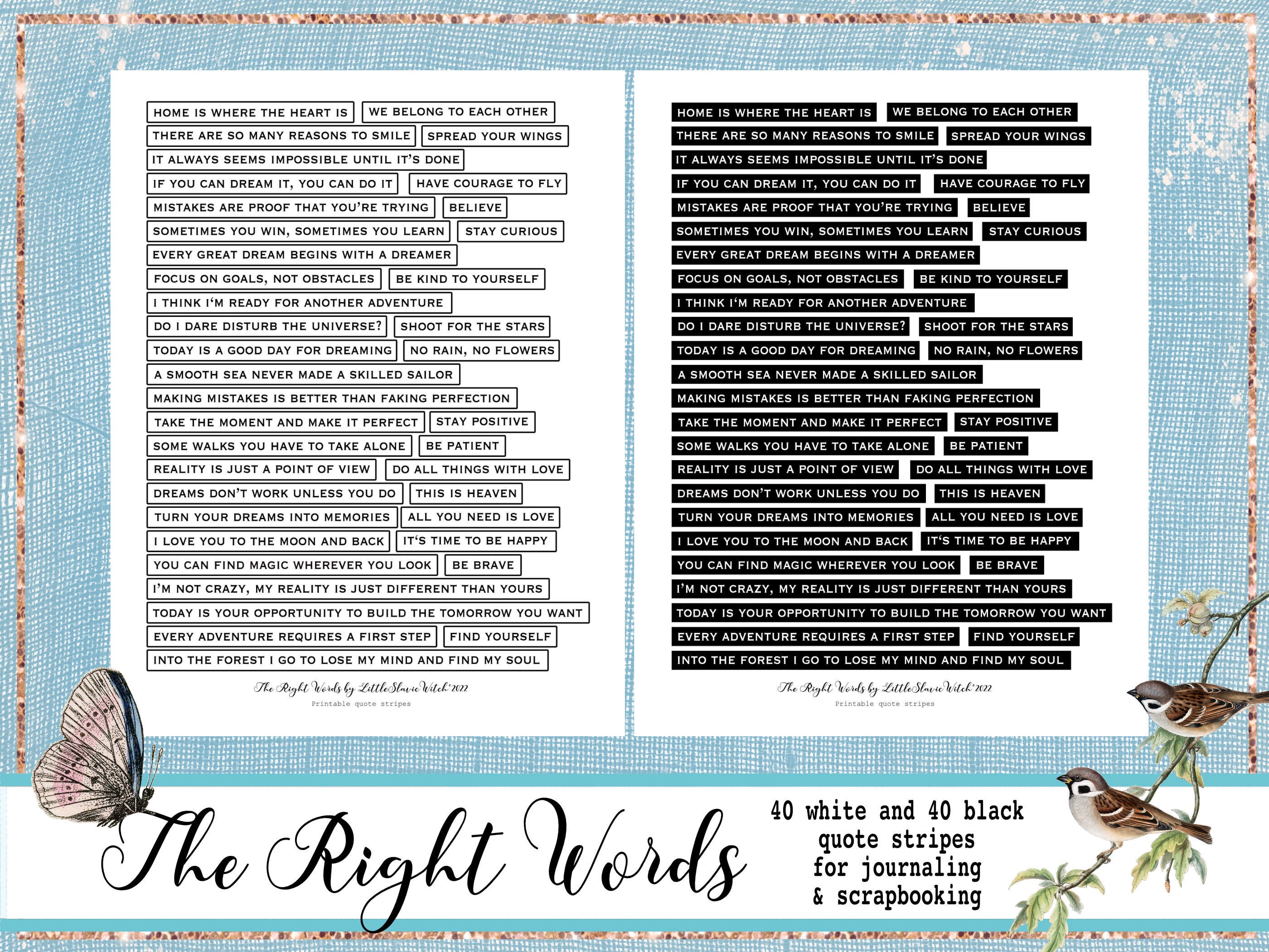 Beautiful Printable Journaling Quotes and Sentences Black and - Etsy UK