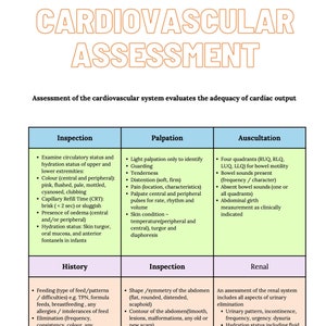 Cardiovascular Assessment Posters - Etsy
