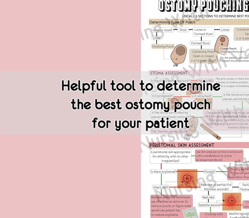 Ostomy Pouch Flowchart - Clinical Guide - Nursing School - Digital ...